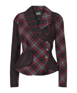 VIVIENNE WESTWOOD Stormy Peplum Tartan Wool Jacket - Black