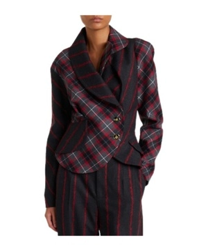 VIVIENNE WESTWOOD Stormy Peplum Tartan Wool Jacket
