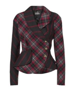 VIVIENNE WESTWOOD Stormy Peplum Tartan Wool Jacket - Black