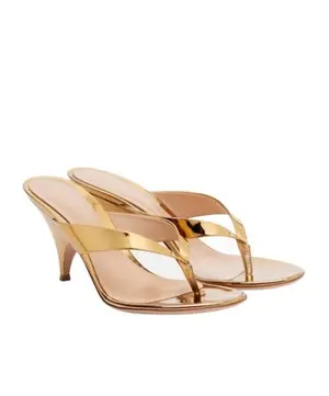GIANVITO ROSSI Metallic Leather Mules - Nude