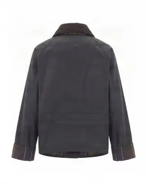 Barbour Waxed Short Length Casual Jacket With Corduroy Collar - Black