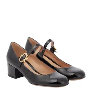 GIANVITO ROSSI Patent Leather Mary Jane Pumps - Black