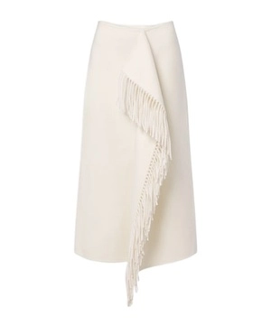 RÓHE Fringed Wool And Cashmere Midi Skirt - White