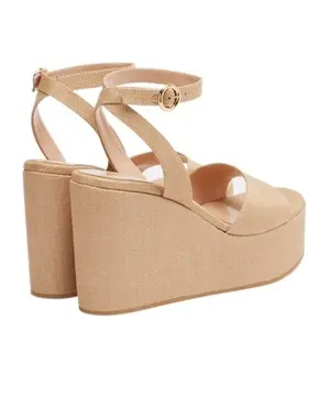 GIANVITO ROSSI Raffia Platform Wedge Sandals