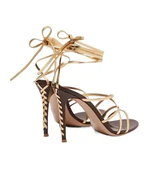 GIANVITO ROSSI Metallic Leather Lace-up Sandals