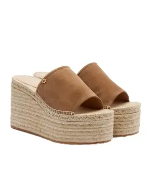 GIANVITO ROSSI Suede Espadrille Wedge Sandals