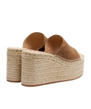 GIANVITO ROSSI Suede Espadrille Wedge Sandals