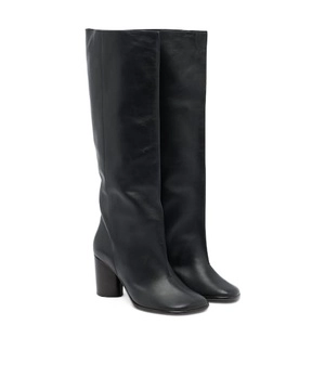LEMAIRE Solid Color Leather Knee-high Boots - Black