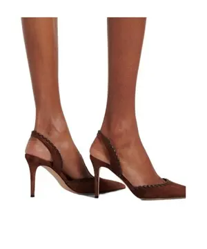 GIANVITO ROSSI Leather-trimmed Suede Slingback Pumps