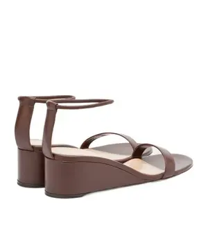 GIANVITO ROSSI Solid Color Leather Wedge Sandals