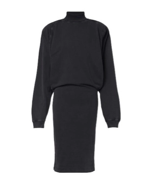 MUGLER Cotton Jersey Sweatshirt Dress - Black