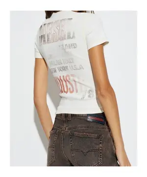 DIESEL® Ribbed Knit Short Sleeve T-shirt - White