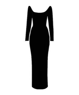 MUGLER Velvet Bustier Gown - Black