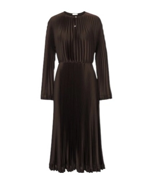 Vince Pleated Midi Dress - Brown