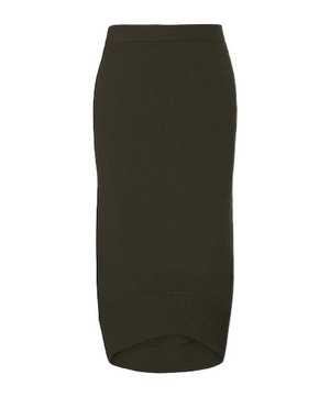 Victoria Beckham Ribbed-knit Wool Midi Skirt - Black