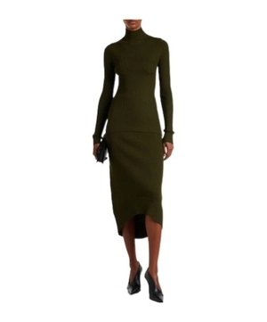 Victoria Beckham Ribbed-knit Wool Midi Skirt