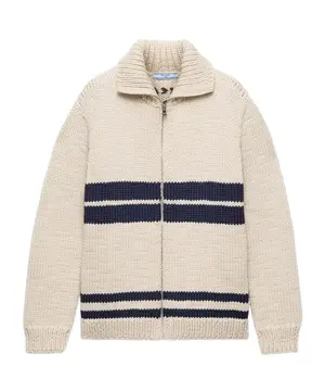 Prada Wool Zipper Cardigan - Ivory/blue