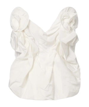 Magda Butrym Draped Cotton And Silk Bustier Top - White