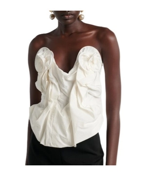 Magda Butrym Draped Cotton And Silk Bustier Top