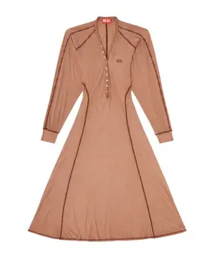 DIESEL® Midi Dress In Ribbed Jersey With Batwing-sleeves - Light Brown