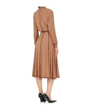 DIESEL® Ribbed Jersey Midi Dress With Batwing Sleeves - Light Brown