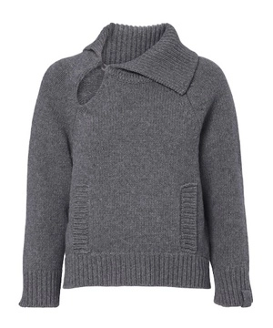 Victoria Beckham Asymmetric Virgin Wool Sweater - Gray