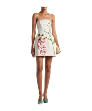 LEO Floral-appliqué Bustier Dress