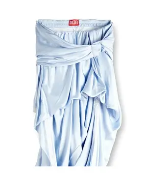 DIESEL® Draped Satin Midi Skirt With Lace-trim
