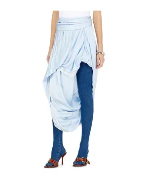DIESEL® Draped Satin Midi Skirt With Lace-trim