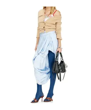 DIESEL® Draped Satin Midi Skirt With Lace-trim