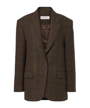 RÓHE Checked Oversized Wool Blazer - Black