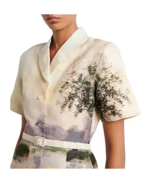 LEO Brigitte Printed Linen-blend Shirt Dress