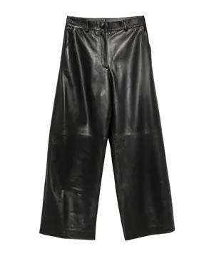 P.a.r.o.s.h Leather Wide-leg Trousers - Black