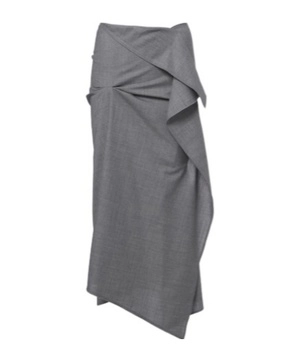 Victoria Beckham Asymmetric Draped Wool Midi Skirt - Grey