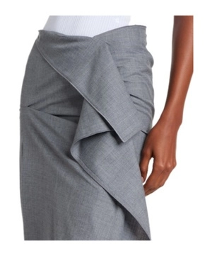 Victoria Beckham Asymmetric Draped Wool Midi Skirt