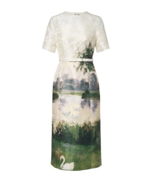 LEO Elizabeth Printed Jacquard Midi Dress - White