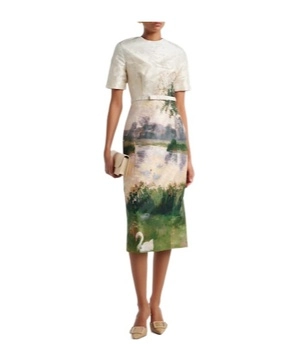 LEO Elizabeth Printed Jacquard Midi Dress