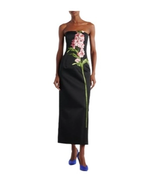 LEO Floral-applique Bustier Dress