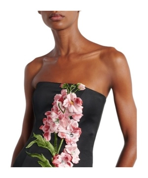 LEO Floral-applique Bustier Dress