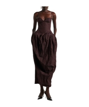 Magda Butrym Gathered Cotton-blend Bustier Dress