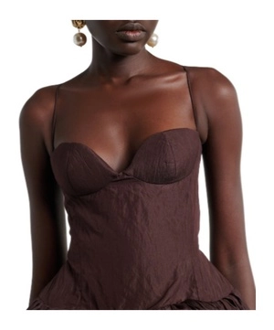 Magda Butrym Gathered Cotton-blend Bustier Dress