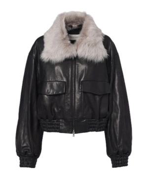 Nour Hammour Leather Blouson Jacket - Black