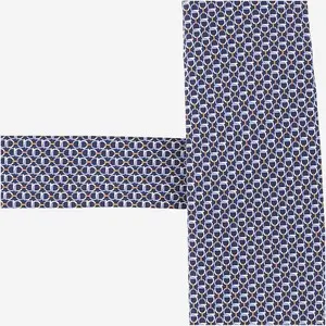 FERRAGAMO Gancini Links Print Silk Tie - Purple