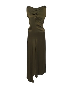 Victoria Beckham Draped Asymmetric Satin Midi Dress - Black
