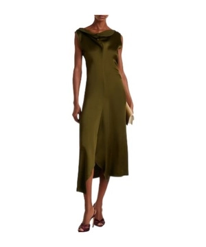 Victoria Beckham Draped Asymmetric Satin Midi Dress