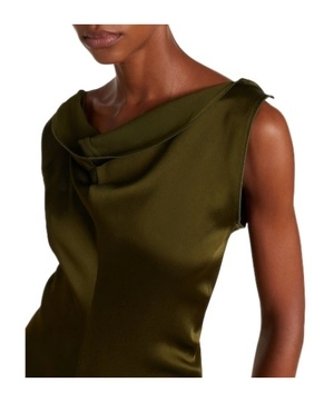 Victoria Beckham Draped Asymmetric Satin Midi Dress