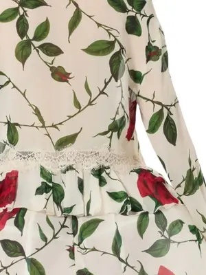 Blumarine Floral Rose Print Chiffon Top - No