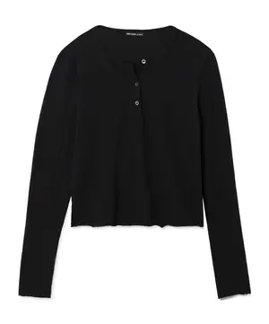 JAMES PERSE Cotton-jersey Henley Top - Black