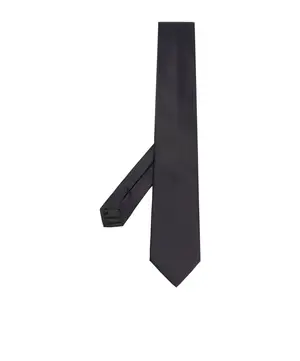 Emporio Armani Patterned-jacquard Silk Tie - Black