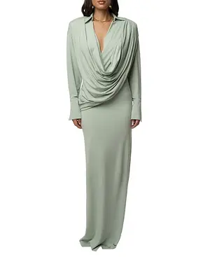 JLUXLABEL Poise Draped Maxi Dress - Mint